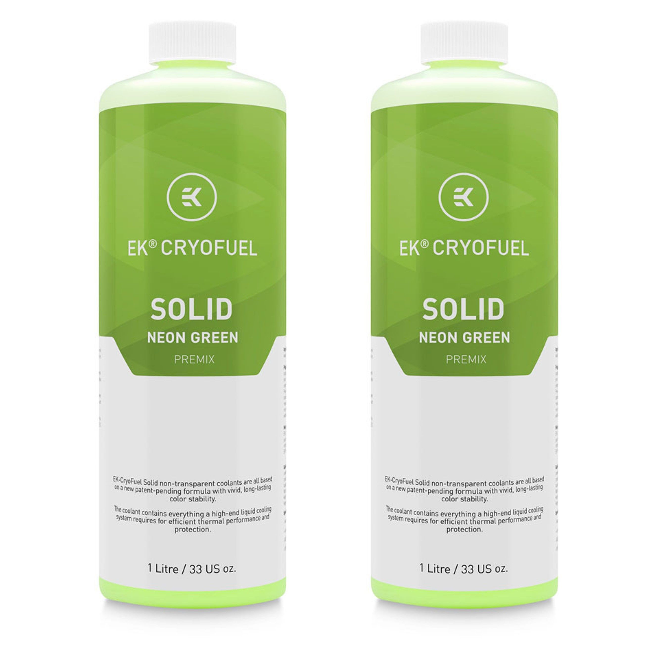 EKWB EK-CryoFuel Solid Premix PC Coolant, 1000mL, Neon Green, 2-pack ...