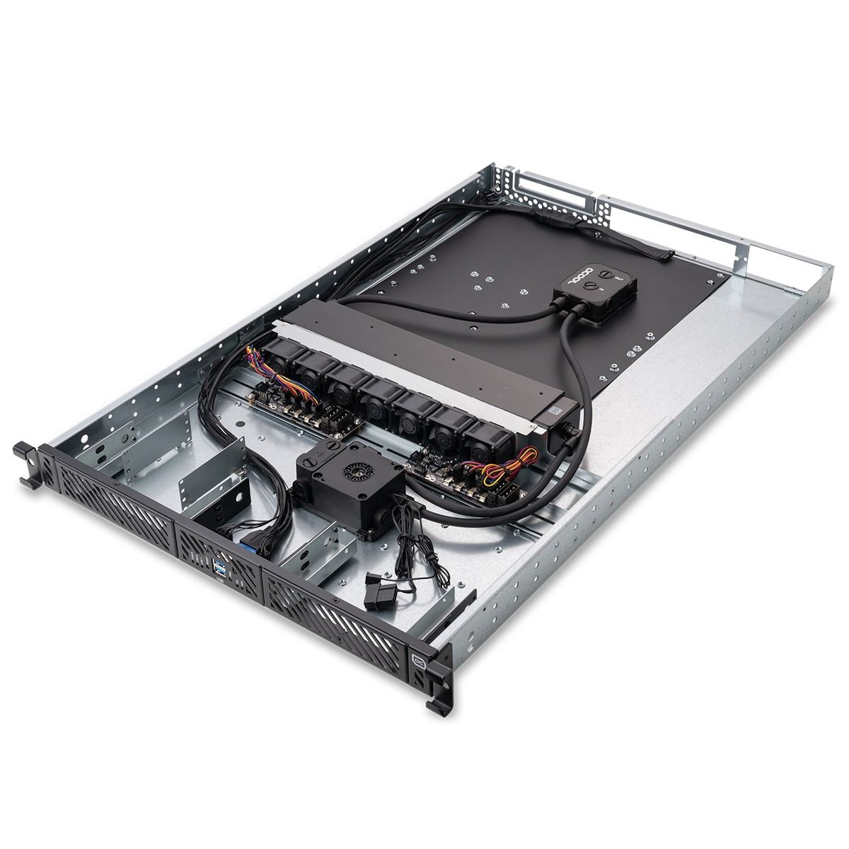 1U Liquid Cooled Rack Mount Server Chassis Kit with 490W Cooling Capacity