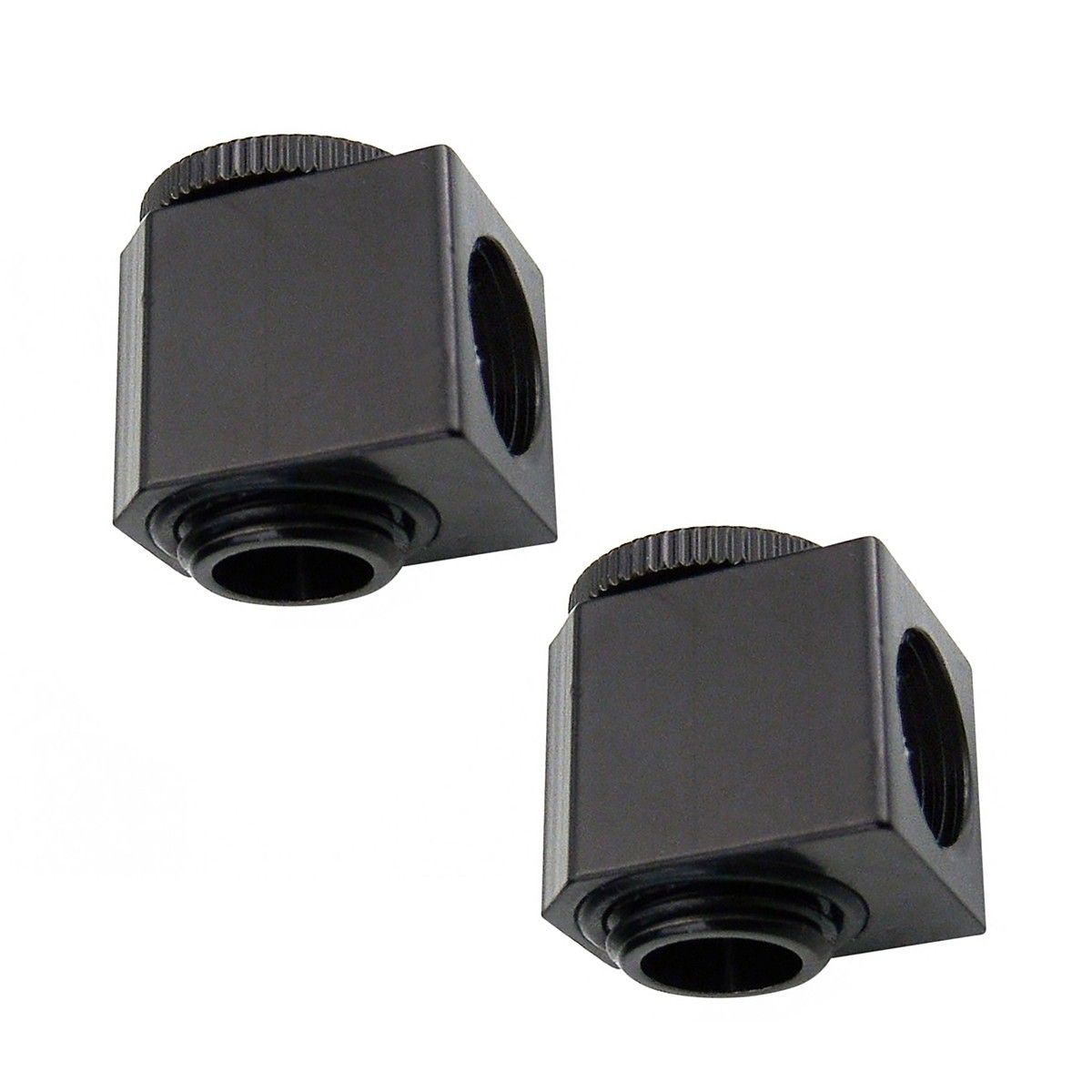 Koolance Adjustable Low Profile Elbow Fitting, Black, 2-pack